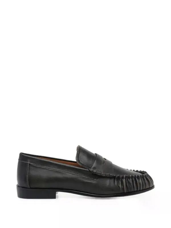 ANGEL ALARCON Ruched Leather Loafers