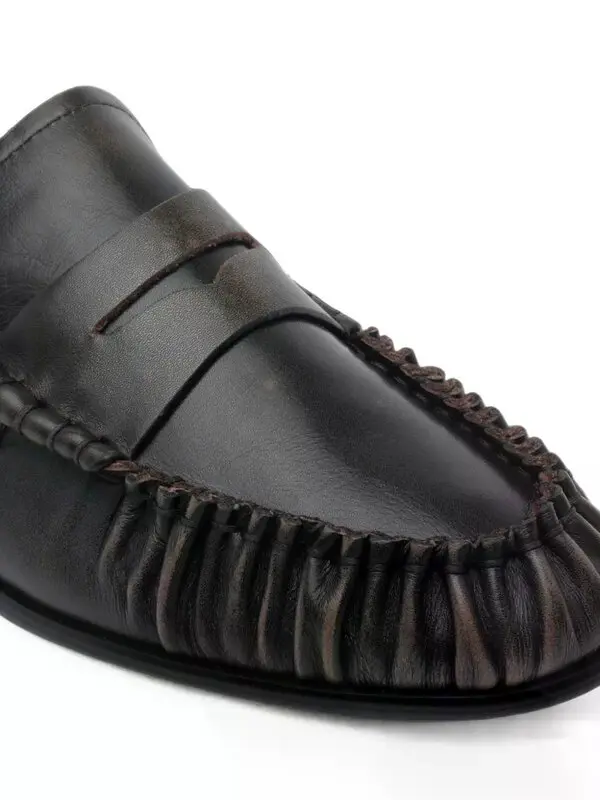 ANGEL ALARCON Ruched Leather Loafers