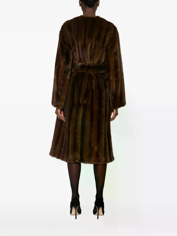 STAND STUDIO Miranda Belted Faux-fur Coat