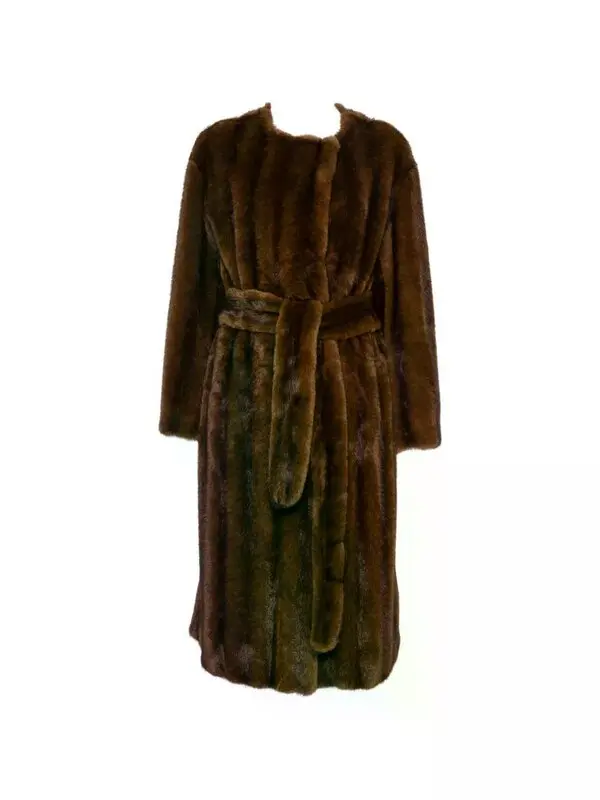STAND STUDIO Miranda Belted Faux-fur Coat