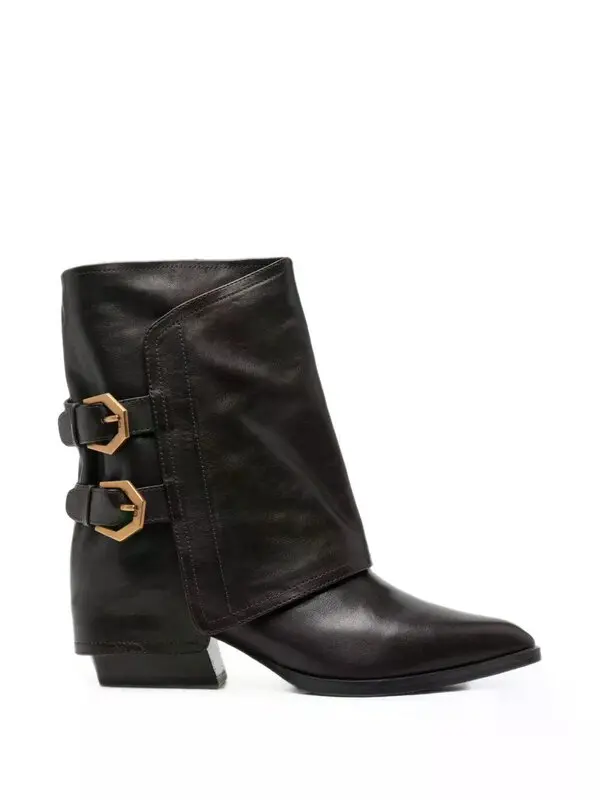 BRUNO PREMI Buckled Fold-over Ankle Boots - Brown