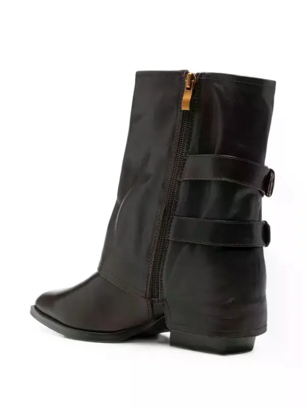 BRUNO PREMI Buckled Fold-over Ankle Boots