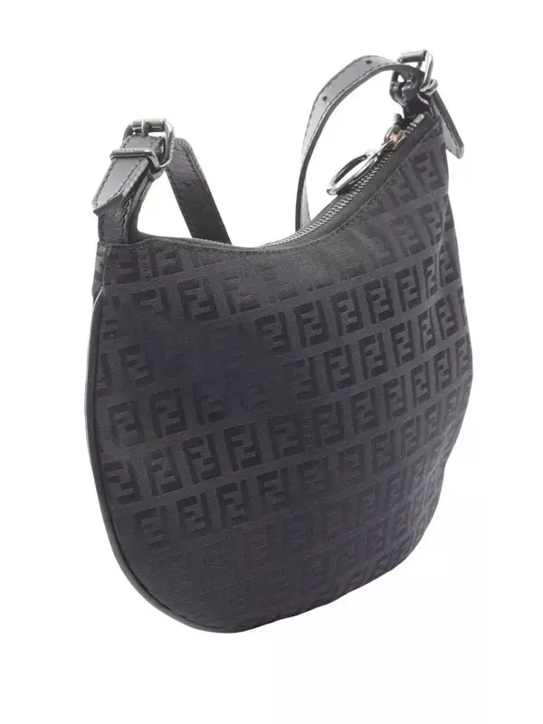 Fendi 2000-2010 Zucchino Canvas Oyster Shoulder Bag - Black