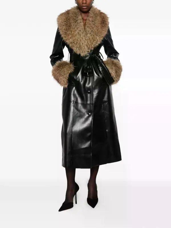 STAND STUDIO Estella Faux-fur Belted Coat