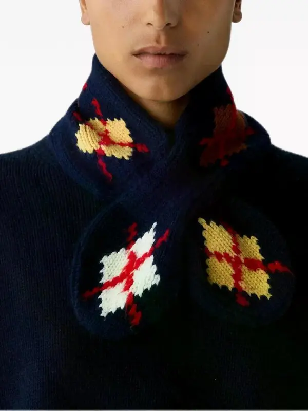 Guest In Residence Argyle-intarsia Bowtie Scarf