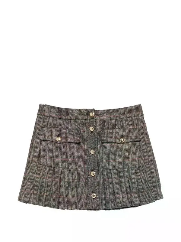 Maje Check-pattern Mini Pleated Skirt