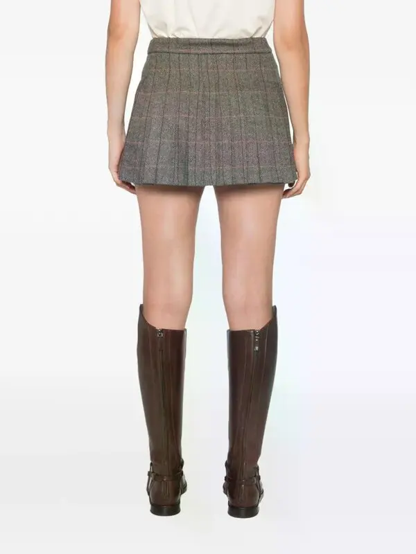Maje Check-pattern Mini Pleated Skirt