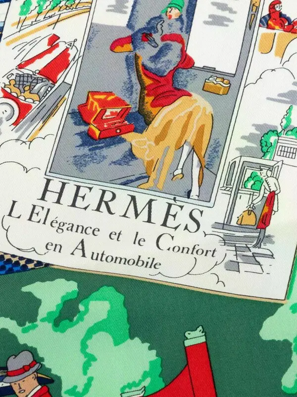 Hermès 20th Century L Elegance Et Le Confort En Automobile Silk Scarf 90 Scarves - Blue