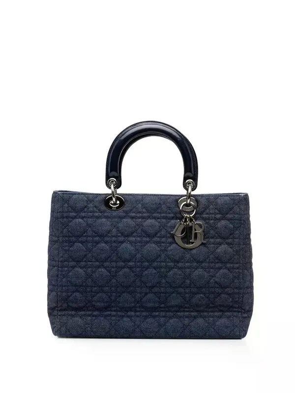 Dior 1999 Large Denim Cannage Lady Satchel