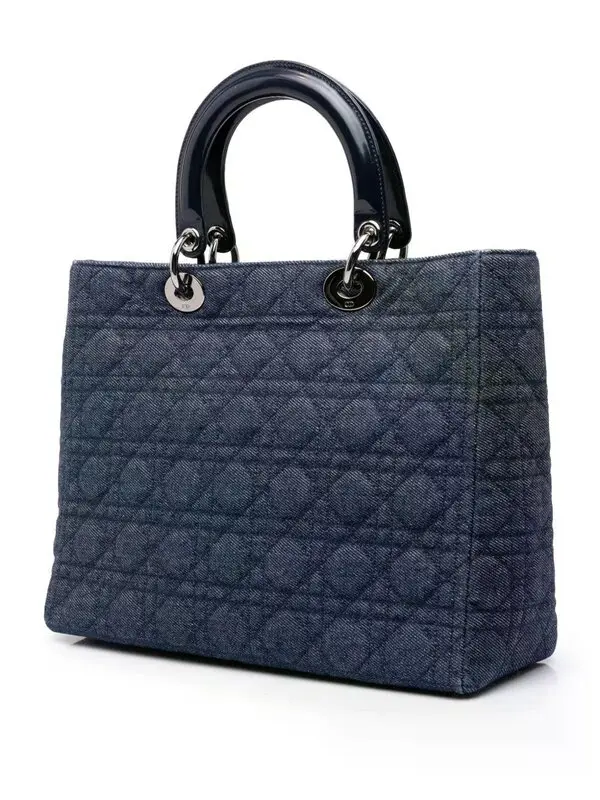 Dior 1999 Large Denim Cannage Lady Satchel