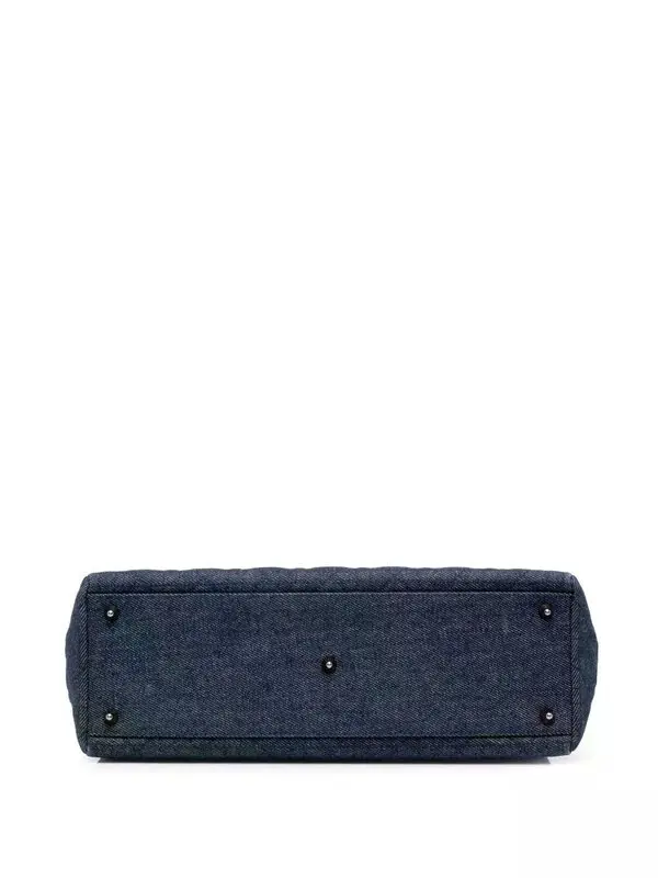Dior 1999 Large Denim Cannage Lady Satchel
