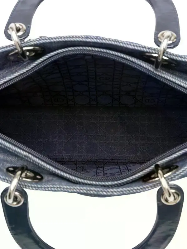 Dior 1999 Large Denim Cannage Lady Satchel