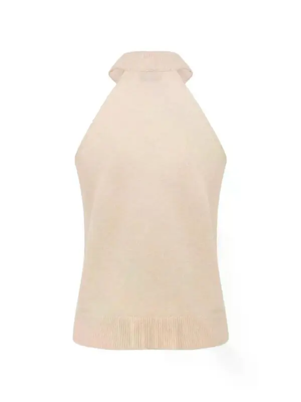 LANEUS Halterneck Ribbed-trim Top