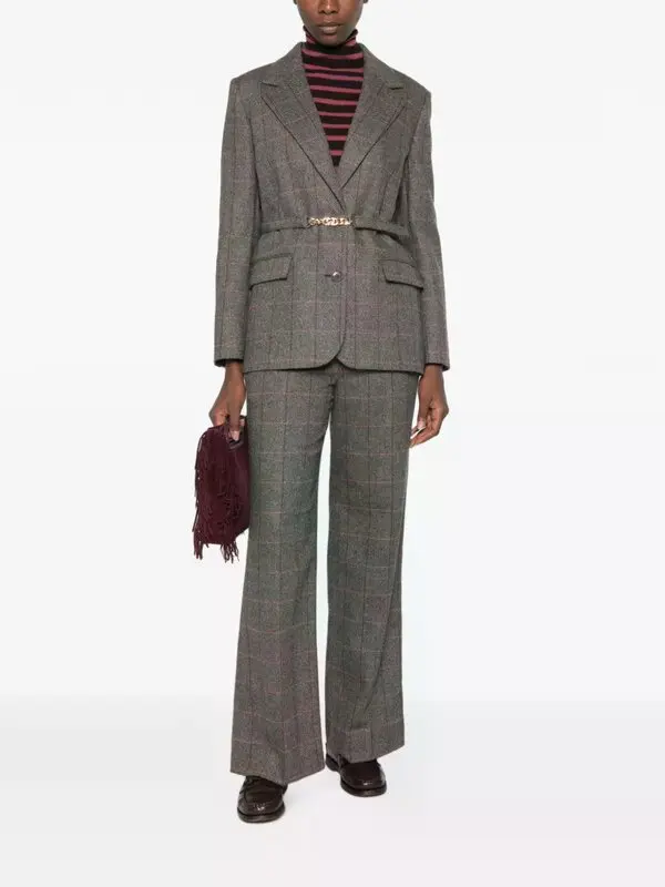 Maje Belted Checked Blazer
