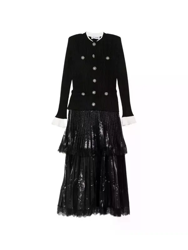 SELF-PORTRAIT Crystal-embellished Pleated Midi Dress