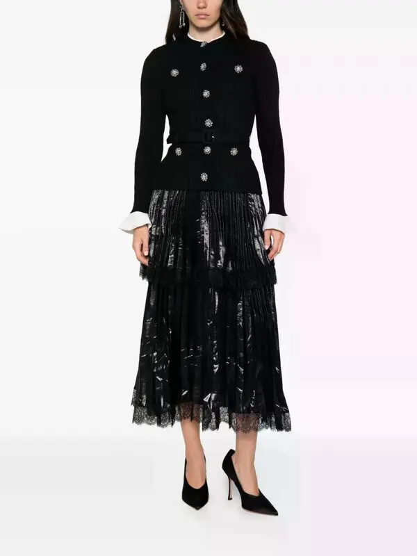 SELF-PORTRAIT Crystal-embellished Pleated Midi Dress