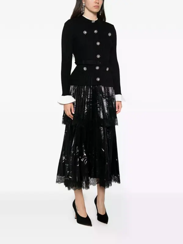 SELF-PORTRAIT Crystal-embellished Pleated Midi Dress