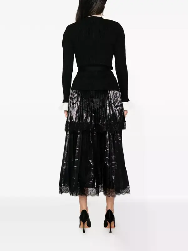SELF-PORTRAIT Crystal-embellished Pleated Midi Dress