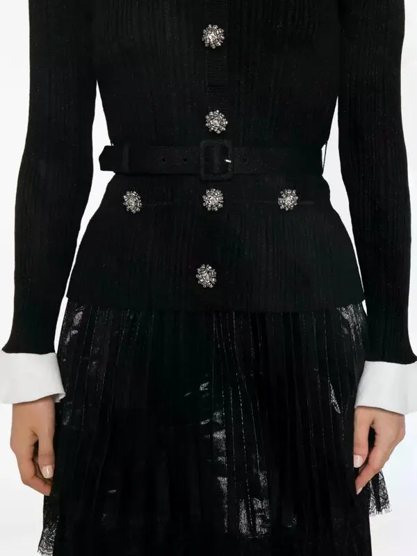 SELF-PORTRAIT Crystal-embellished Pleated Midi Dress