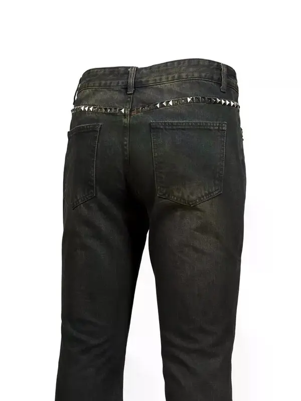 TROUBLED WATERS Stud-embellished Lace-up Jeans
