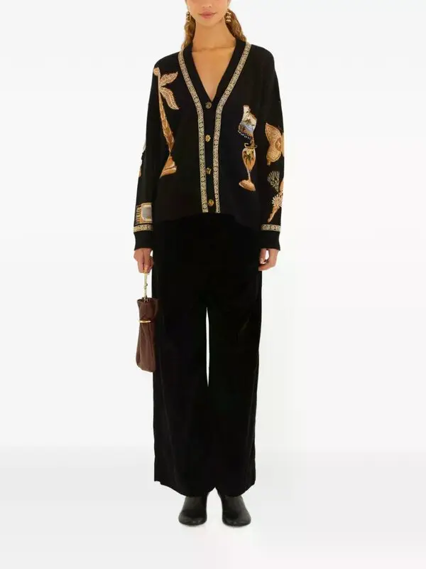 Farm Rio Graphic-intarsia V-neck Cardigan