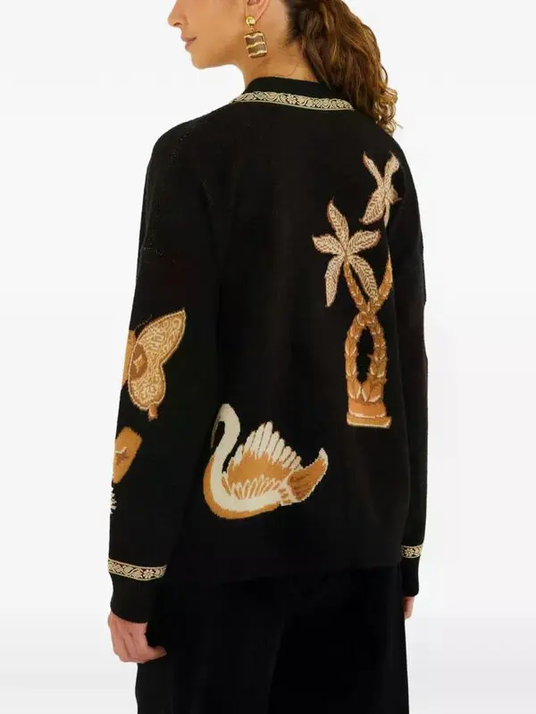 Farm Rio Graphic-intarsia V-neck Cardigan