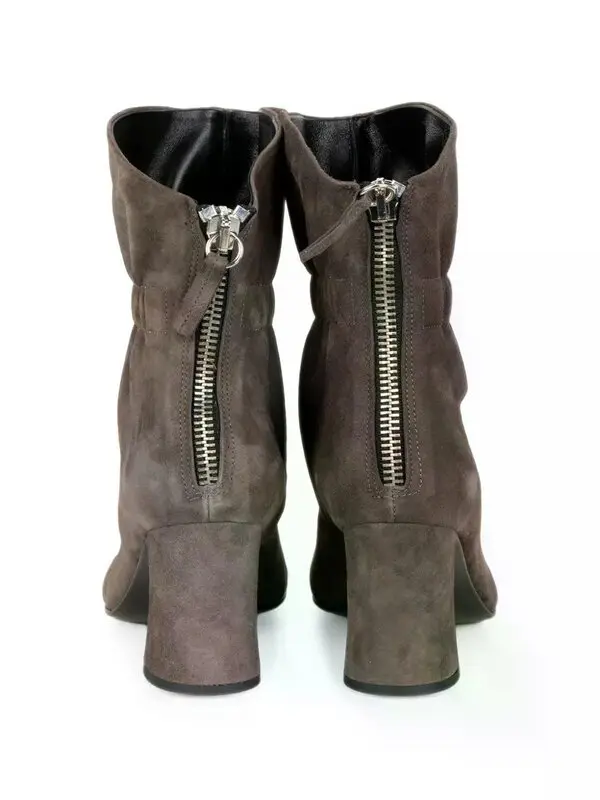 NAPOLEONI Ruched Suede Ankle Boots