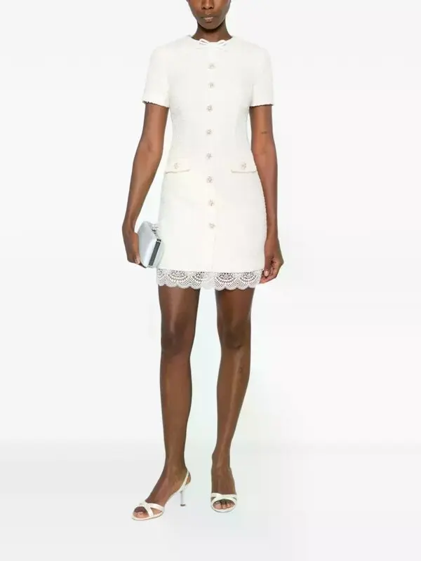 SELF-PORTRAIT Lace-trimmed Bouclé Mini Dress