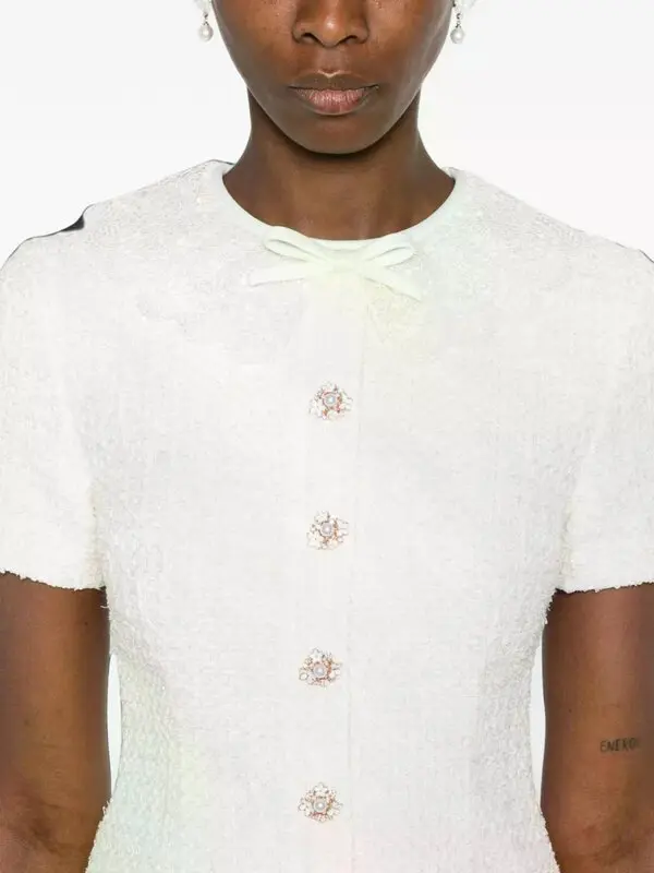 SELF-PORTRAIT Lace-trimmed Bouclé Mini Dress