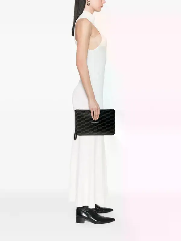 Balenciaga 2018-2026 Bb Monogram Coated Canvas Wristlet Clutch Bag