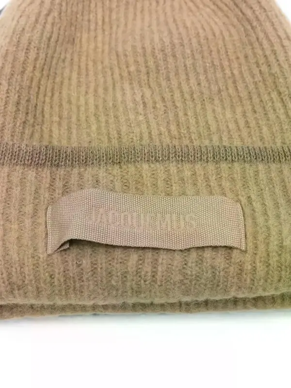 Jacquemus Logo-patch Ribbed Beanie Hat