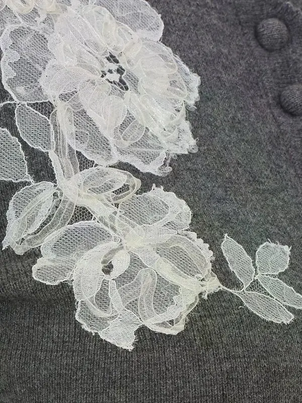 SELF-PORTRAIT Lace-appliqué Scalloped Cardigan