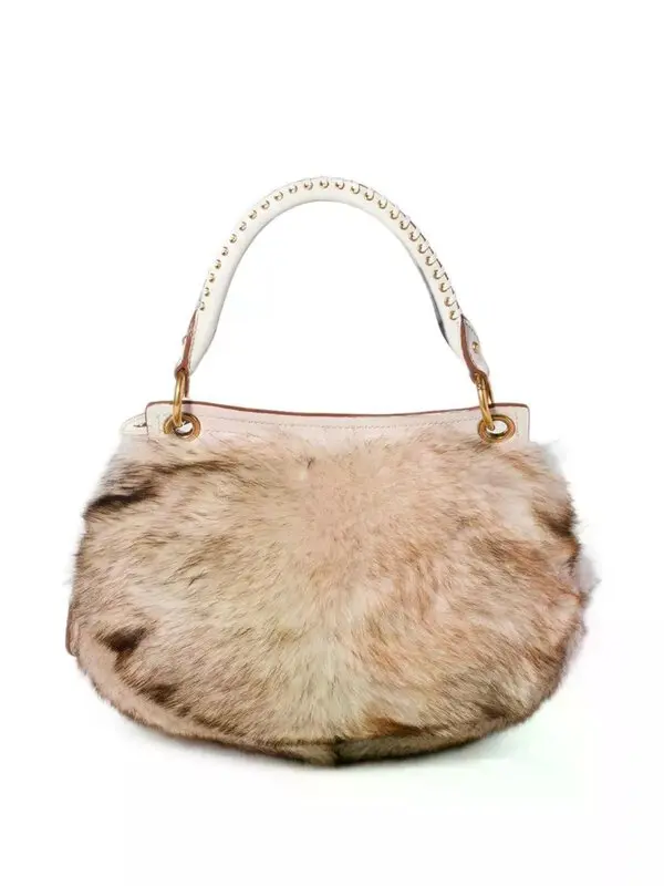 Miu Miu Rendez-vous Shearling And Nappa Leather Bag With Metal Studs