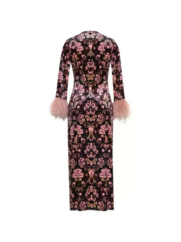 Cara Cara Danya Feather-trim Damask Dress