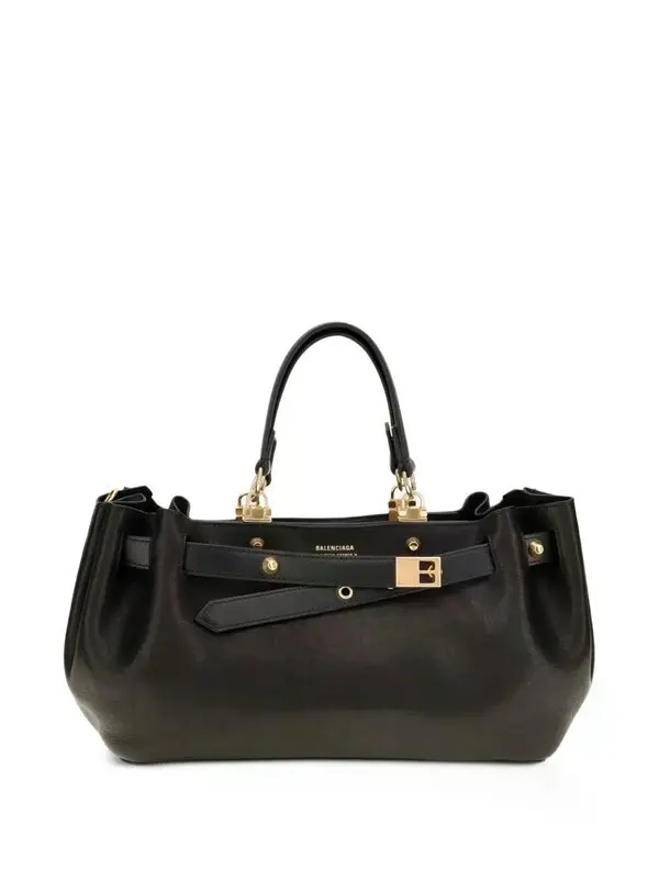 Balenciaga Buckled Leather Shoulder Bag - Black