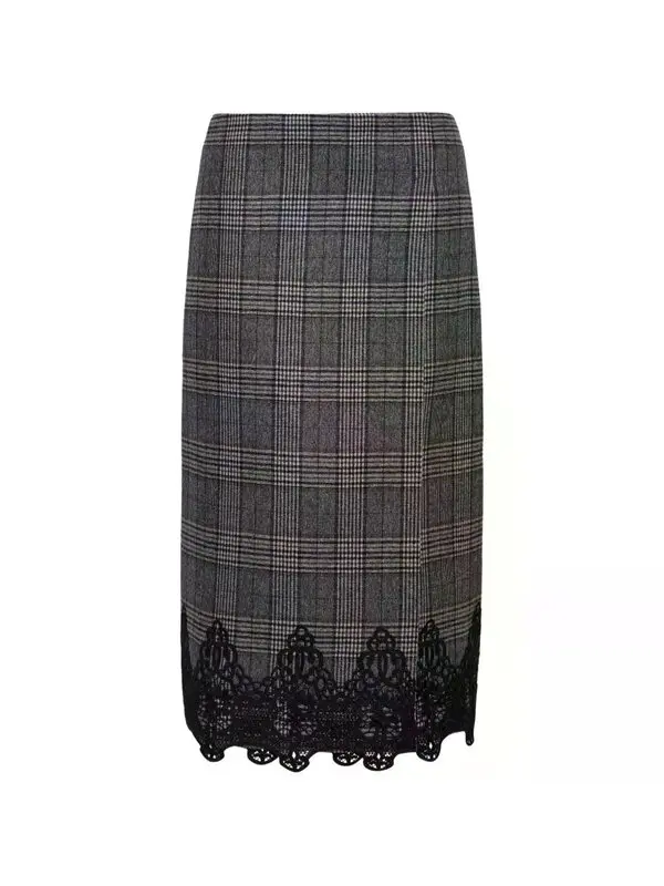 Cara Cara Allie Lace-trimmed Check Midi Skirt