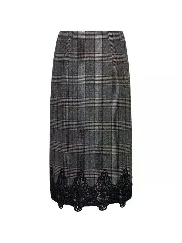 Cara Cara Allie Lace-trimmed Check Midi Skirt