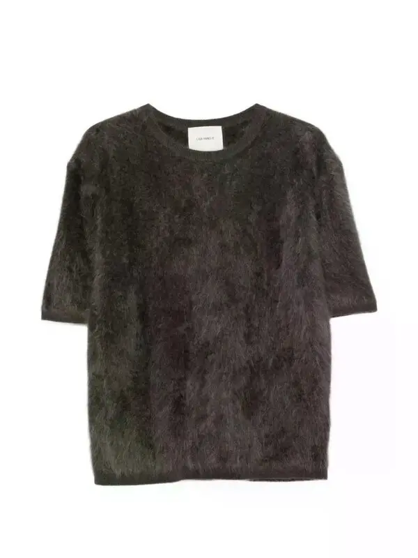 LISA YANG Maren Brushed Short-sleeve Sweater - Grey