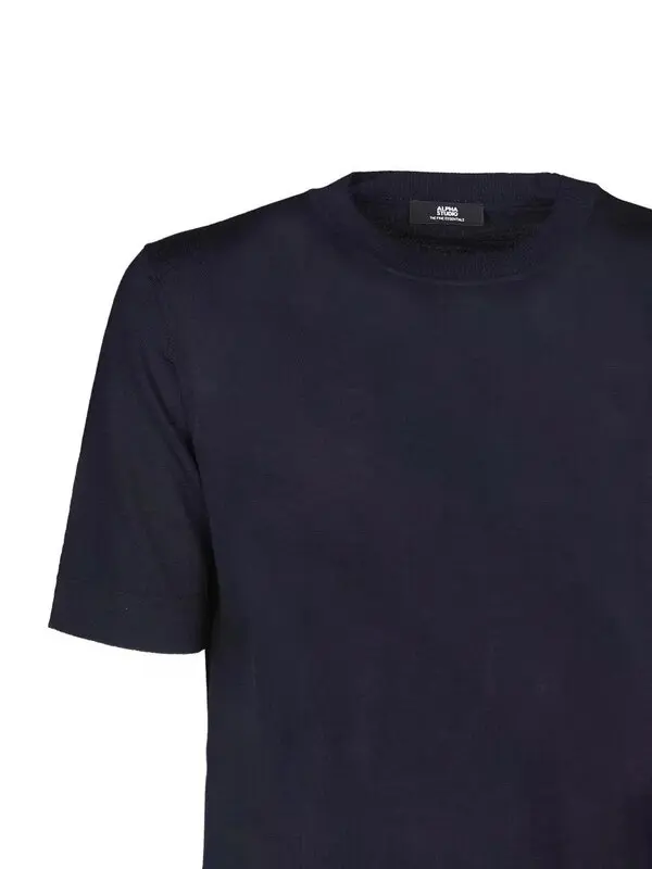 Alpha Studio Short-sleeved Crew-neck Sweater