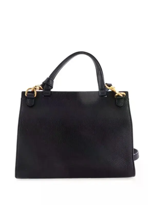 Gucci Gg Marmont Top Handle Bag Leather Mini Satchel - Black