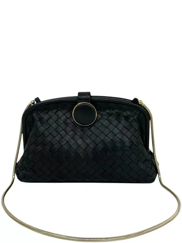 Bottega Veneta 1970-1980 Nappa Intrecciato Chain Crossbody Bag - Black