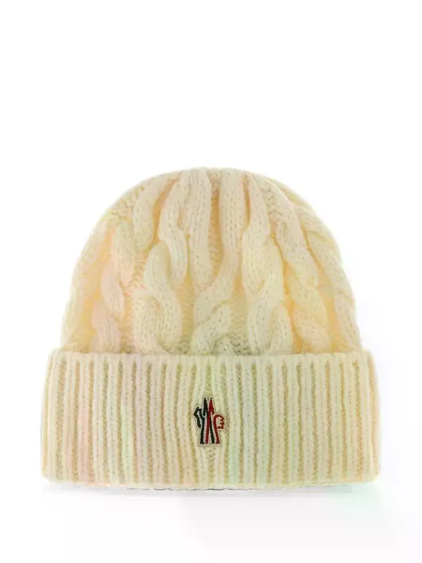 Moncler Cable-knit Ribbed-trim Beanie Hat