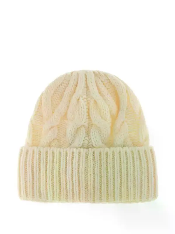 Moncler Cable-knit Ribbed-trim Beanie Hat - Neutrals
