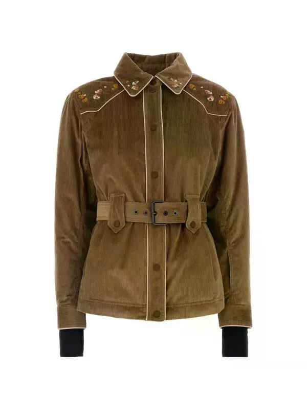 Moncler Olenne Floral-embroidered Corduroy Jacket