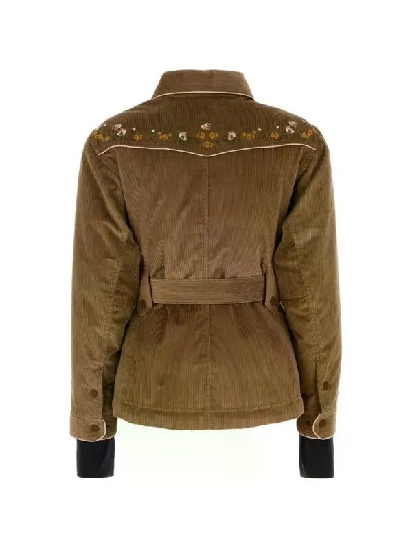 Moncler Olenne Floral-embroidered Corduroy Jacket