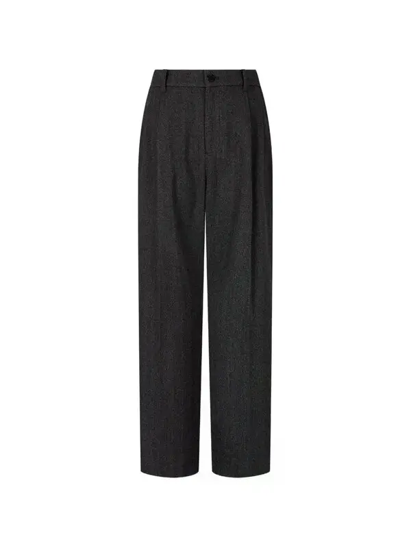 STUDIO TOMBOY Herringbone Pleated Straight-leg Trousers - Grey