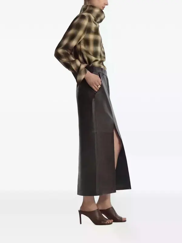 Co Front-slit Leather Midi Skirt