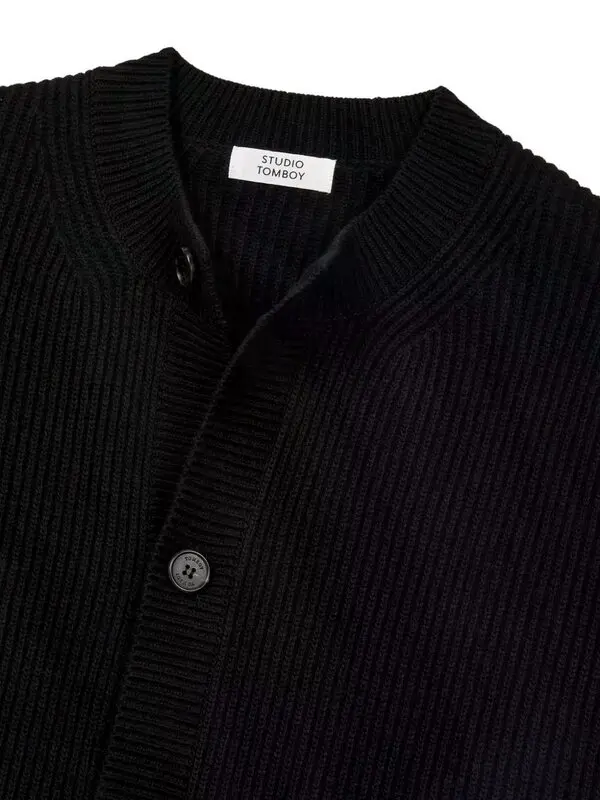 STUDIO TOMBOY Ribbed-knit Round-neck Cardigan