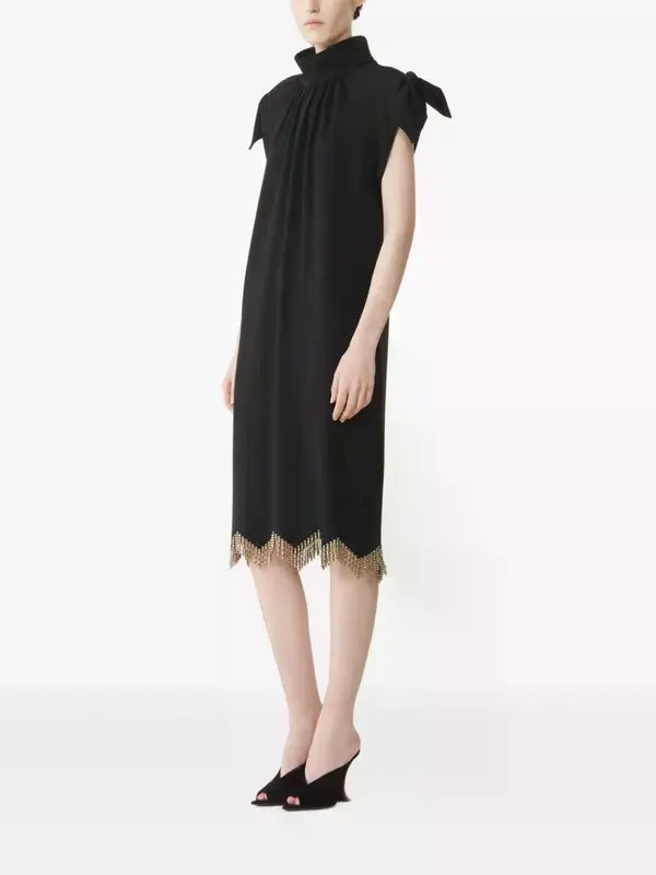 LANVIN Bow-detail Crystal-fringe Midi Dress