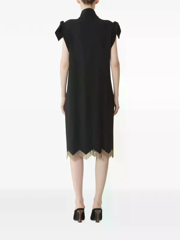LANVIN Bow-detail Crystal-fringe Midi Dress